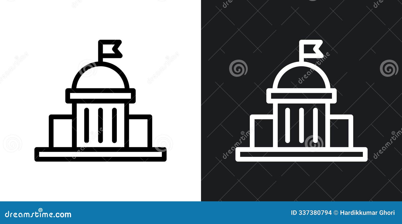 Government Building Thin Line Vector Icon Set Stock Vector ...