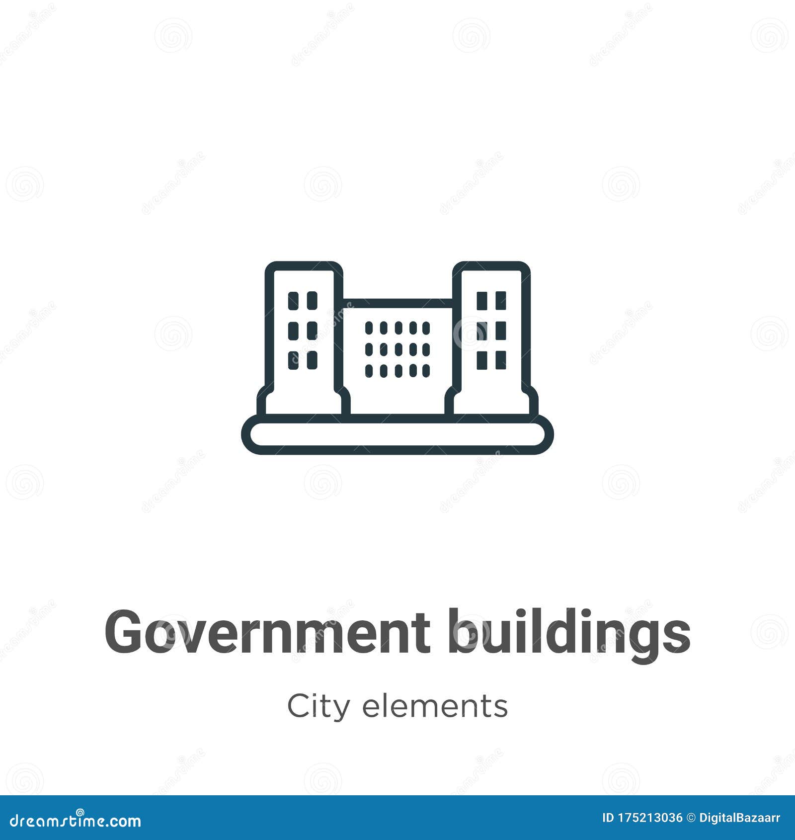 Government Buildings Outline Vector Icon. Thin Line Black Government ...