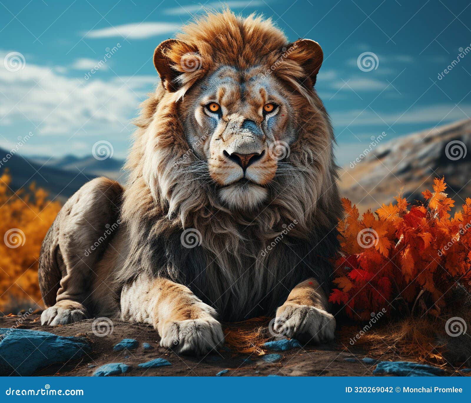 Government Efforts To Protect Endangered Lions, Flat Design Front View ...