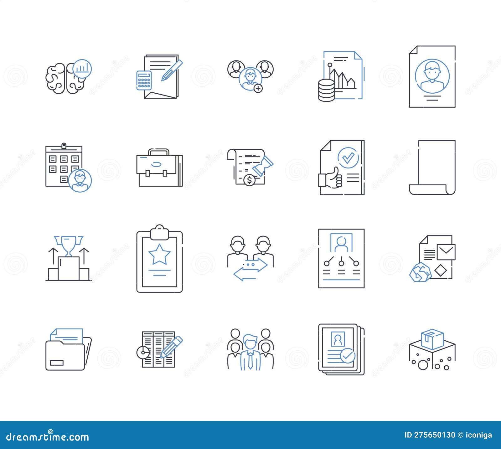 Government Paperwork Line Icons Collection Bureaucracy Forms