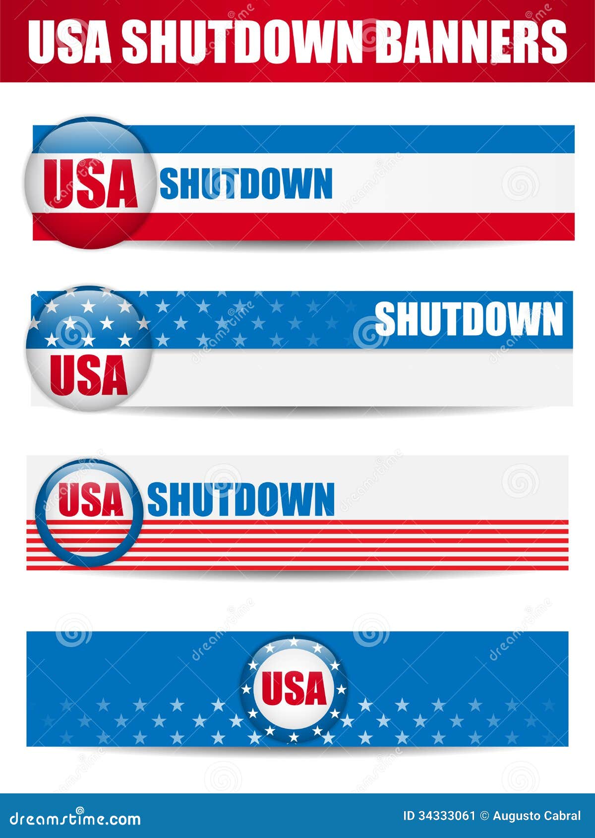 Government Shutdown USA Closed Banners. Stock Vector - Illustration of ...
