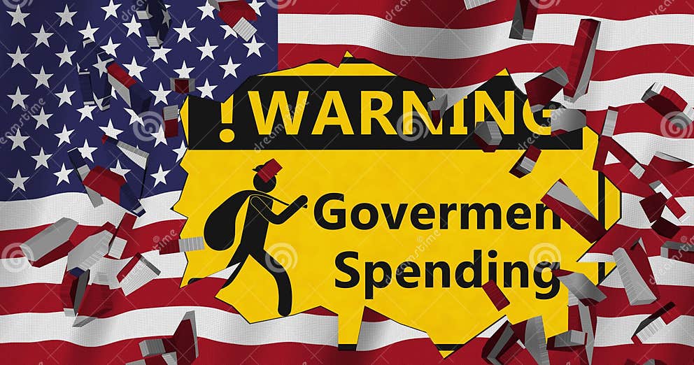 Government Spending Exploding Warning with Thief Sign Stock Image ...