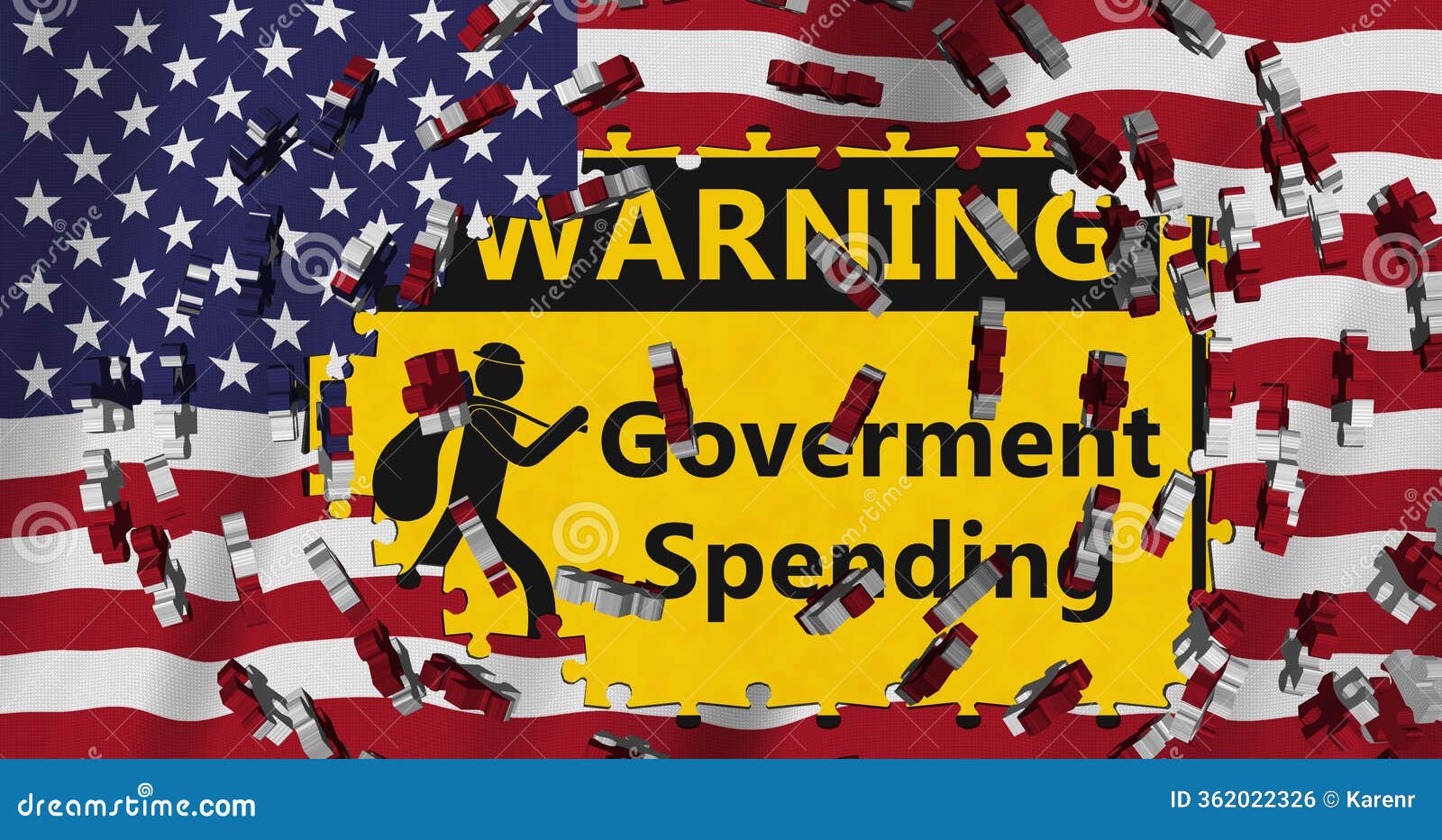 Government Spending Exploding Warning with Thief Sign Stock Photo ...
