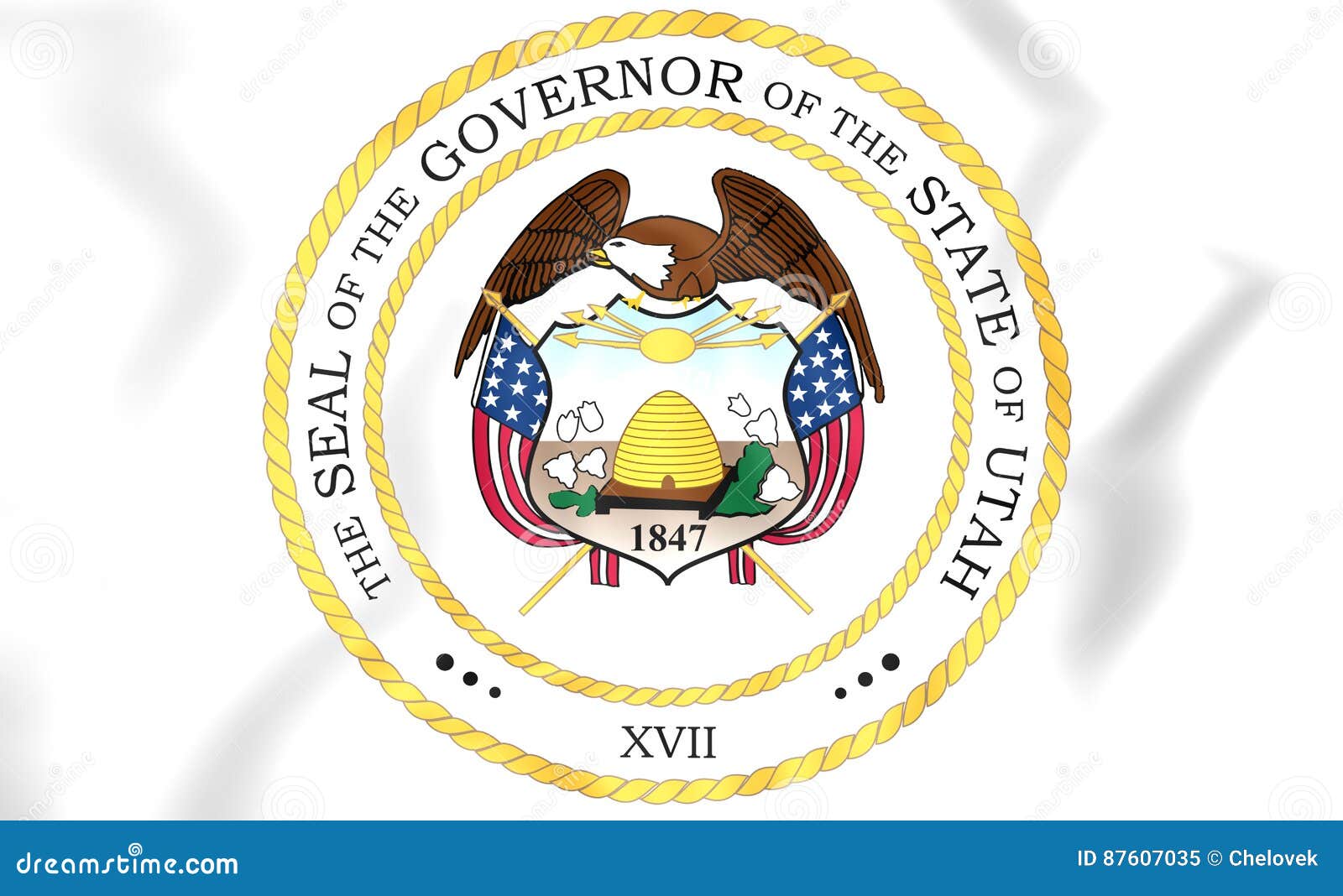 Governor of Utah Seal, USA. Stock Illustration - Illustration of three ...