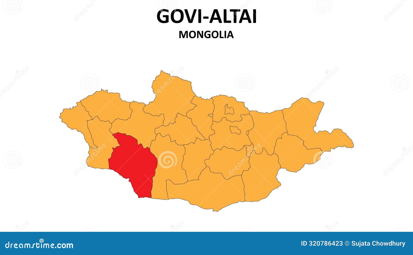 Govi-Altai Map in Mongolia. Vector Map of Mongolia. Regions Map of ...