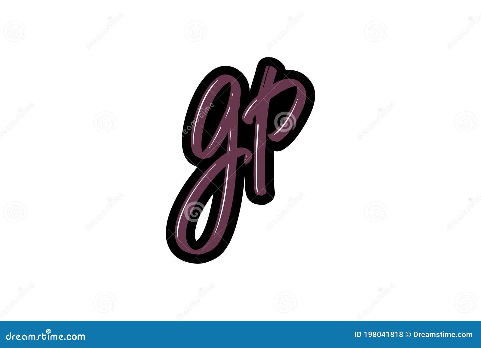 GP Hand Drawn Lettering Logo Stock Illustration - Illustration of ...