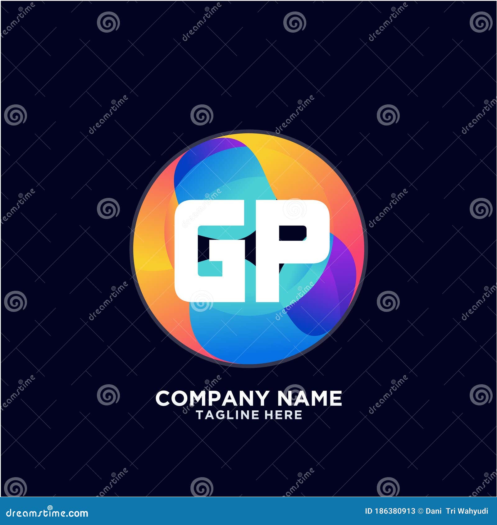 GP Initial Logo with Colorful Circle Template Vector Stock Vector ...