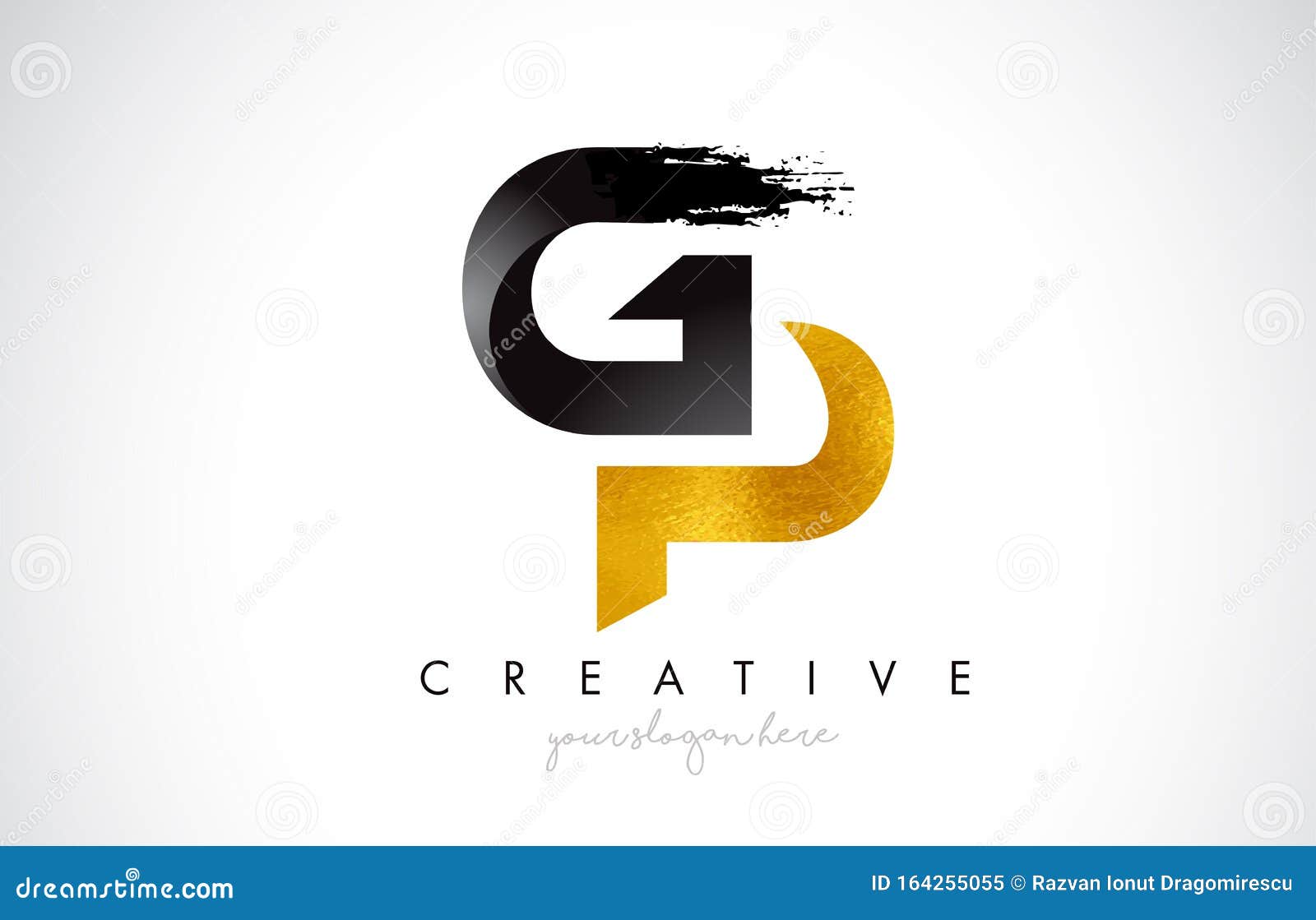 GP Letter Design with Brush Stroke and Modern 3D Look Stock Vector ...