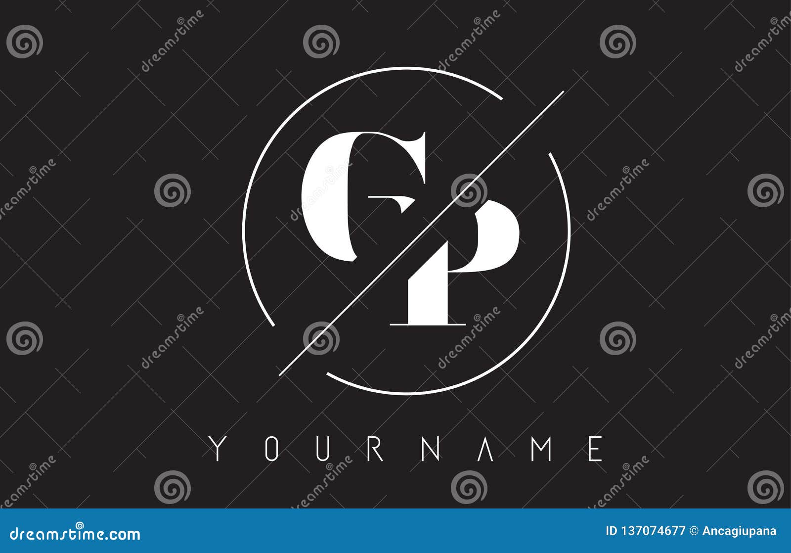 GP Letter Logo with Cutted and Intersected Design Stock Vector ...