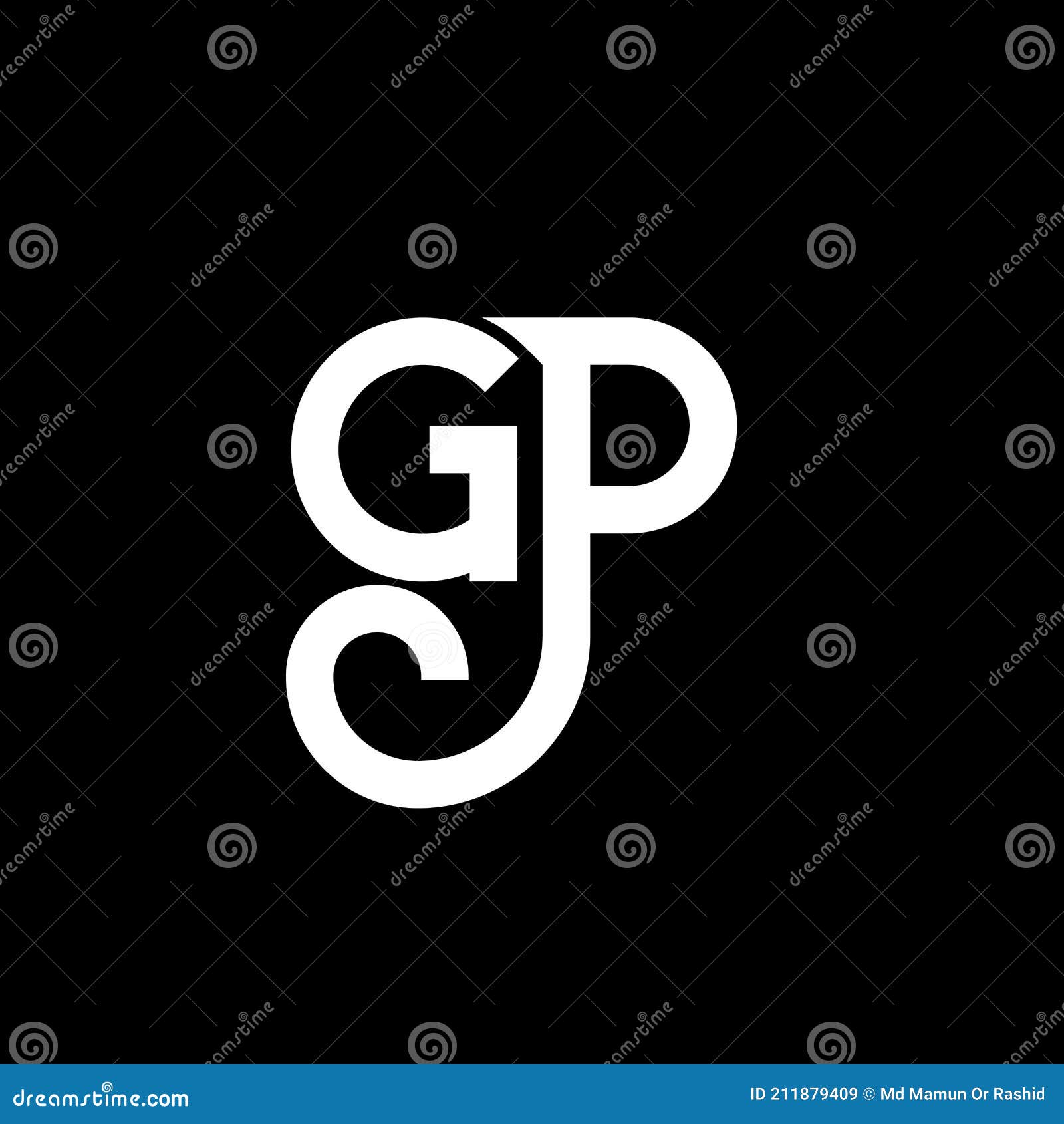 GP Letter Logo Design on Black Background. GP Creative Initials Letter ...