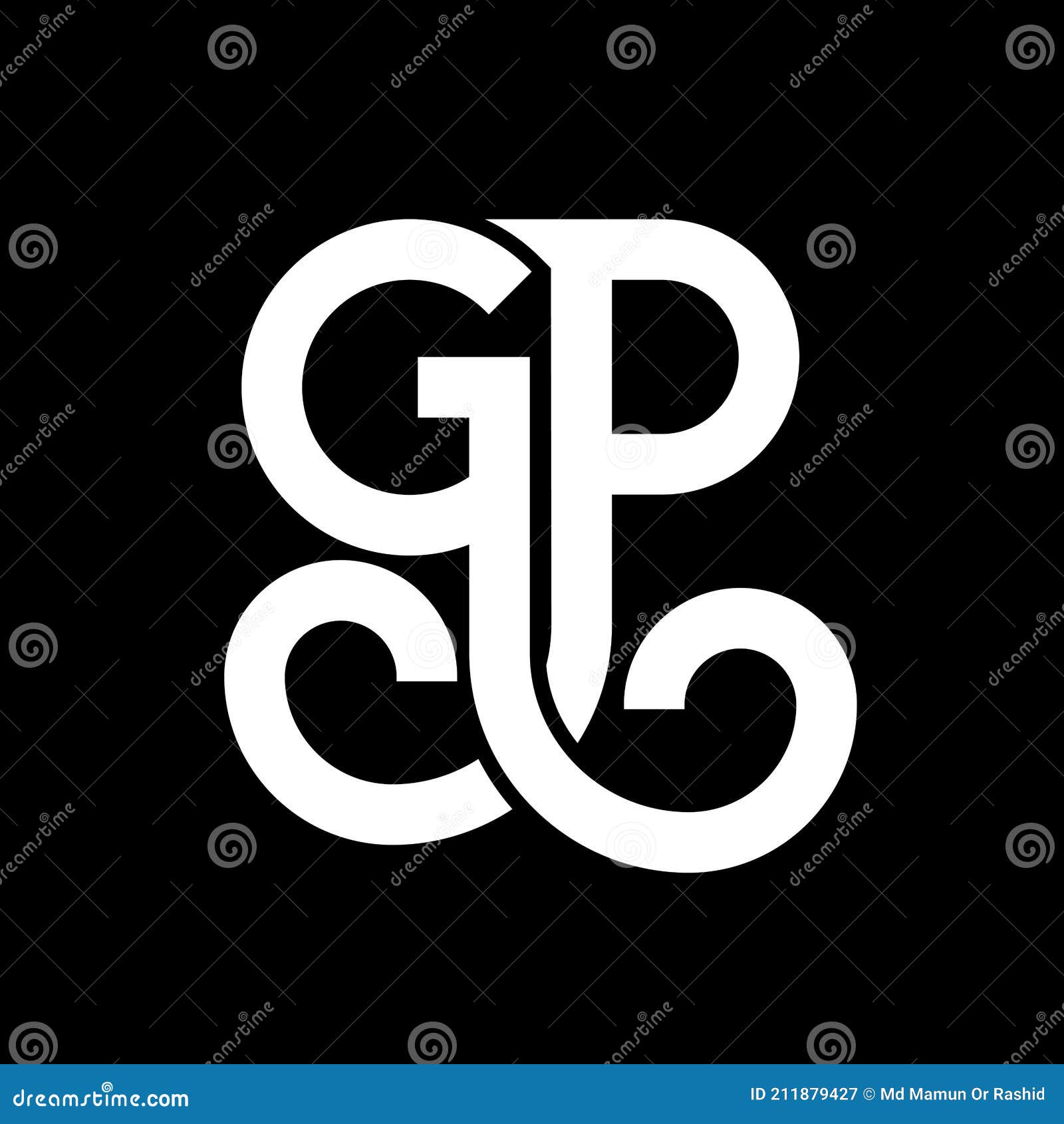 GP Letter Logo Design on Black Background. GP Creative Initials Letter ...