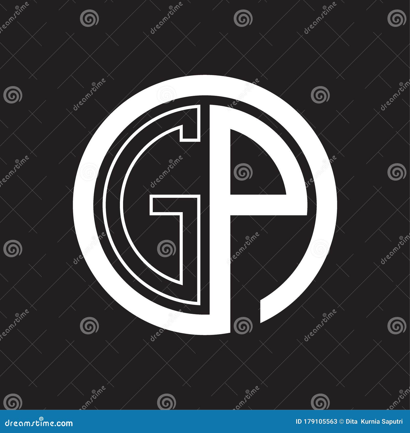 GP Logo with Circle Rounded Negative Space Design Template Stock Vector ...