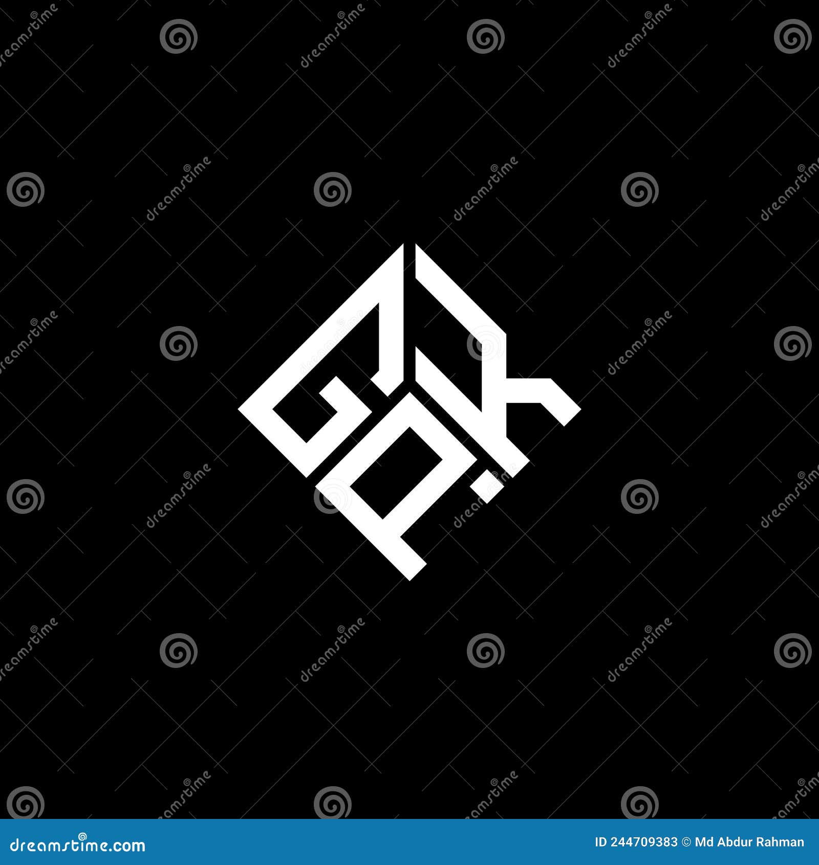 GPK Letter Logo Design on Black Background. GPK Creative Initials ...