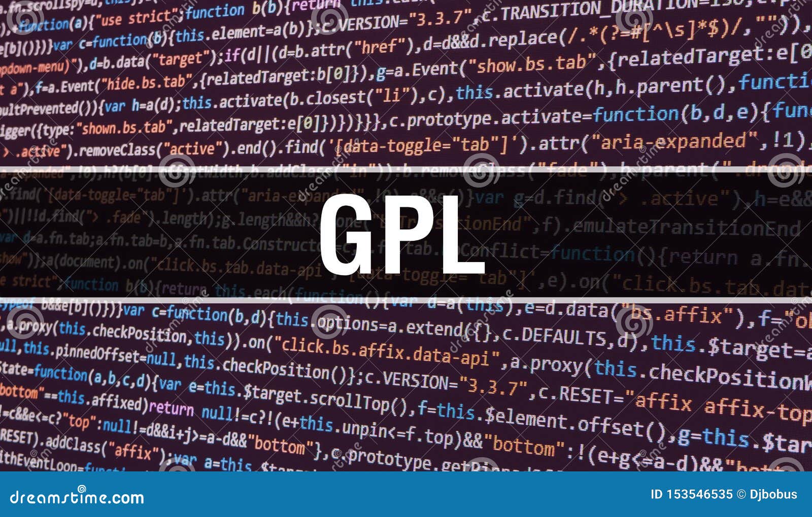 Gpl Concept With Random Parts Of Program Code Gpl With Programming Code Abstract Technology