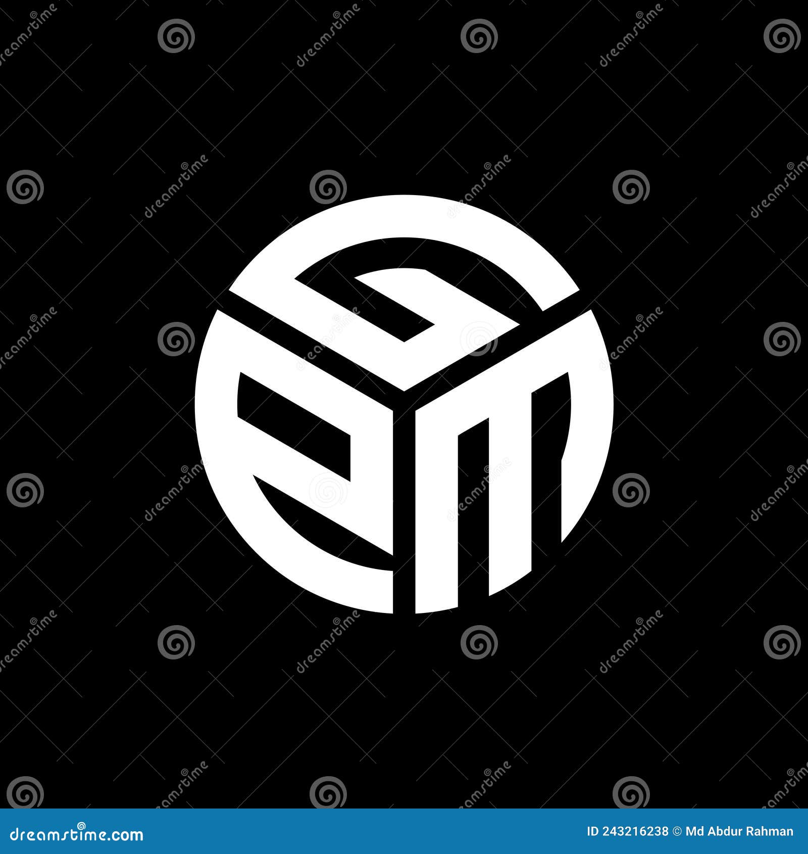 GPM Letter Logo Design on Black Background. GPM Creative Initials ...