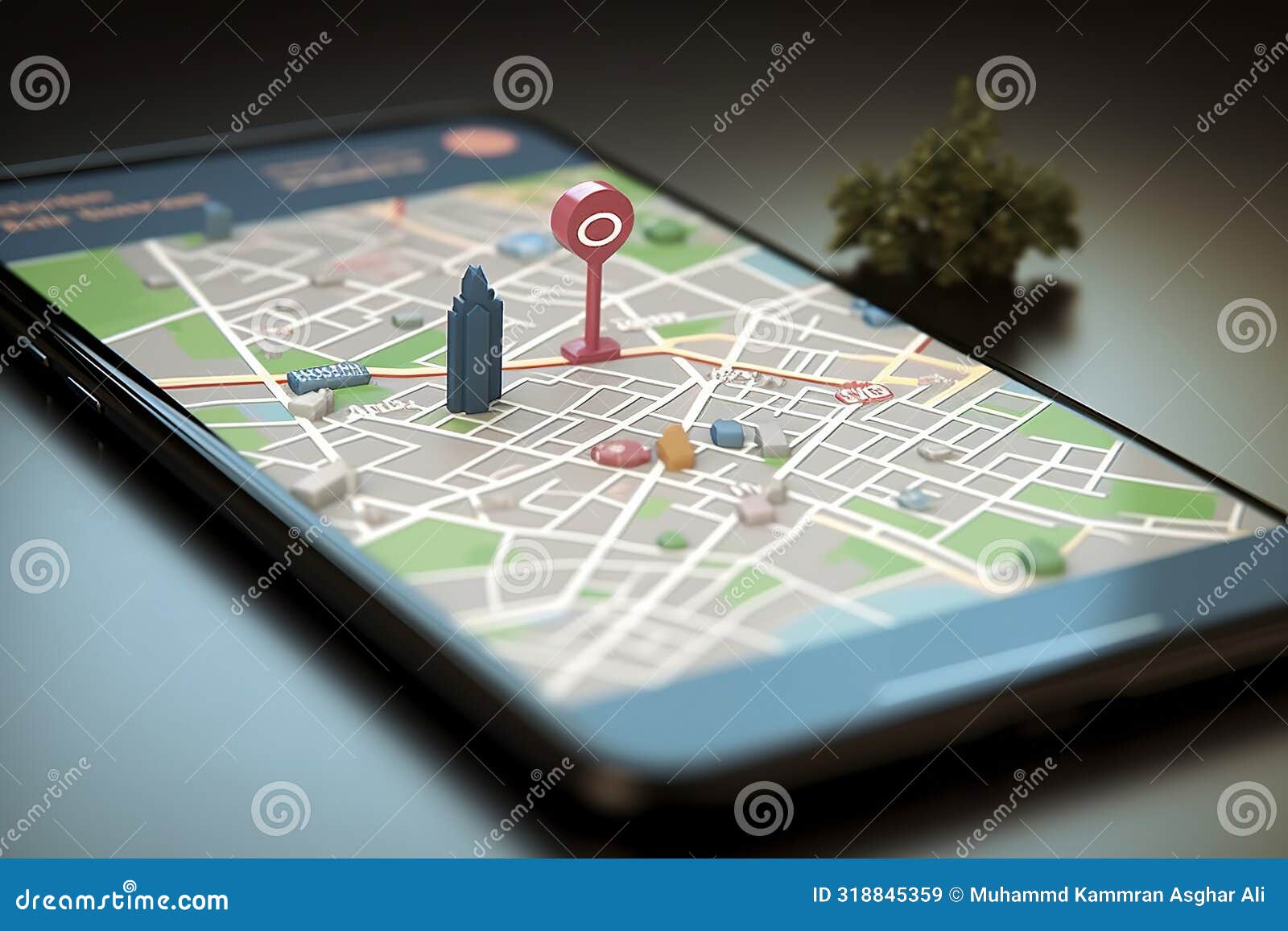 GPS App, Map with Pin Pointing on Mobile Screen, Generative AI Stock ...