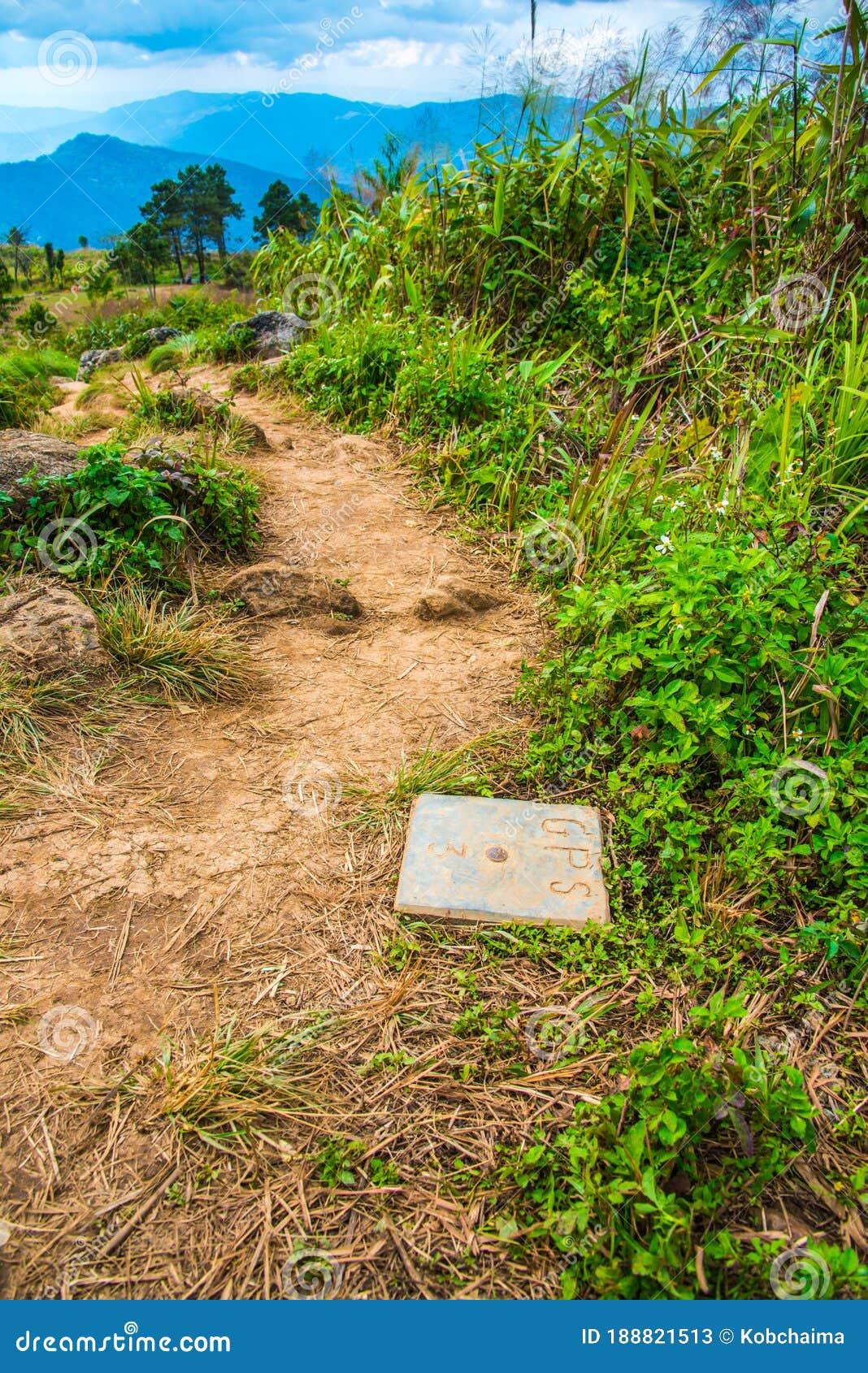 GPS benchmark on mountain stock image. Image of survey - 188821513