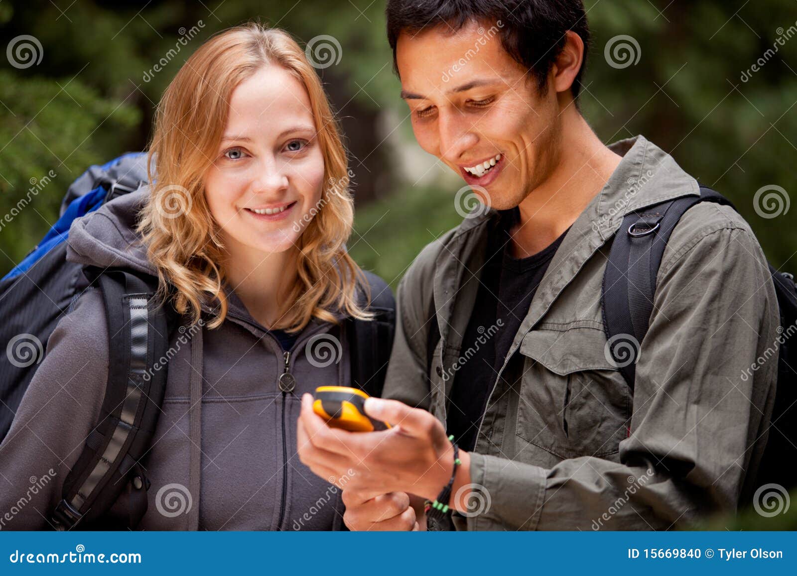 GPS Camping Friends stock photo. Image of green, asian - 15669840