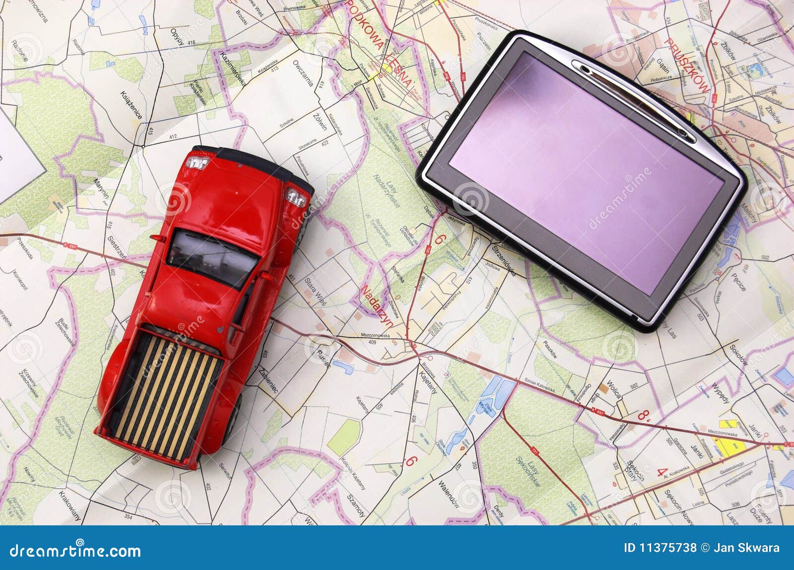 GPS and car on map stock photo. Image of position, screen - 11375738