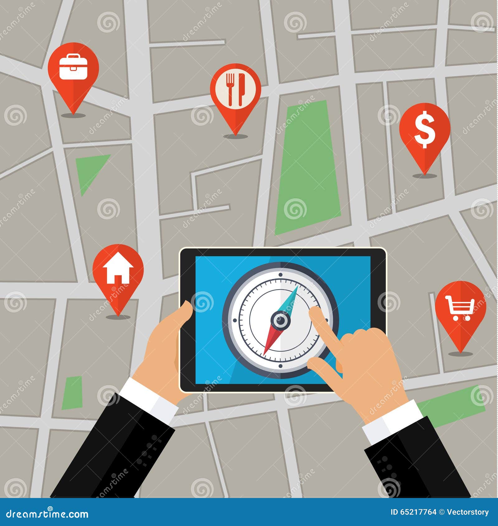 Gps concept in flat style stock vector. Illustration of program - 65217764