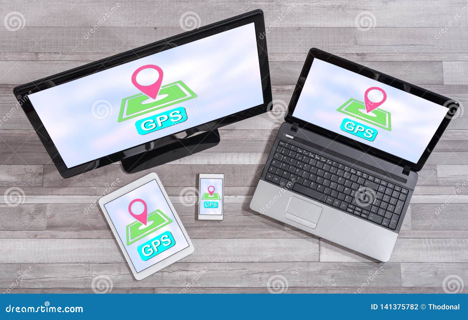 Gps Concept on Different Devices Stock Photo - Image of pointer ...