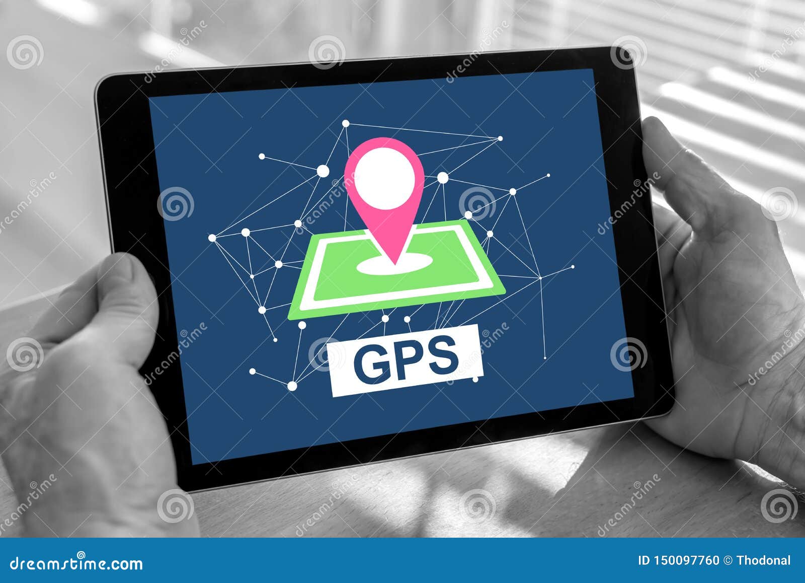 Gps concept on a tablet stock photo. Image of automotive - 150097760