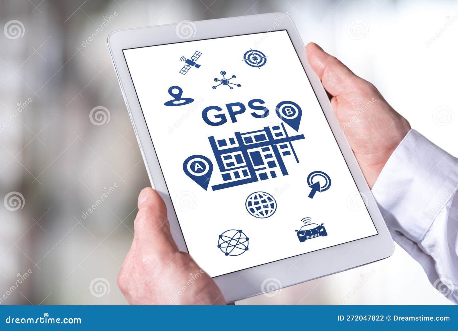 Gps concept on a tablet stock photo. Image of smartphone - 272047822