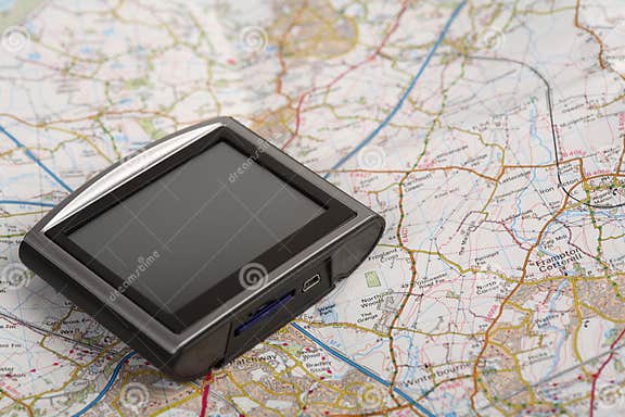 GPS device on a map stock photo. Image of screen, portable - 1783518