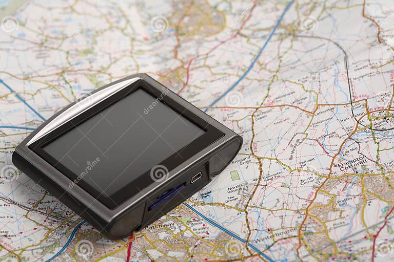 GPS device on a map stock photo. Image of screen, portable - 1783518