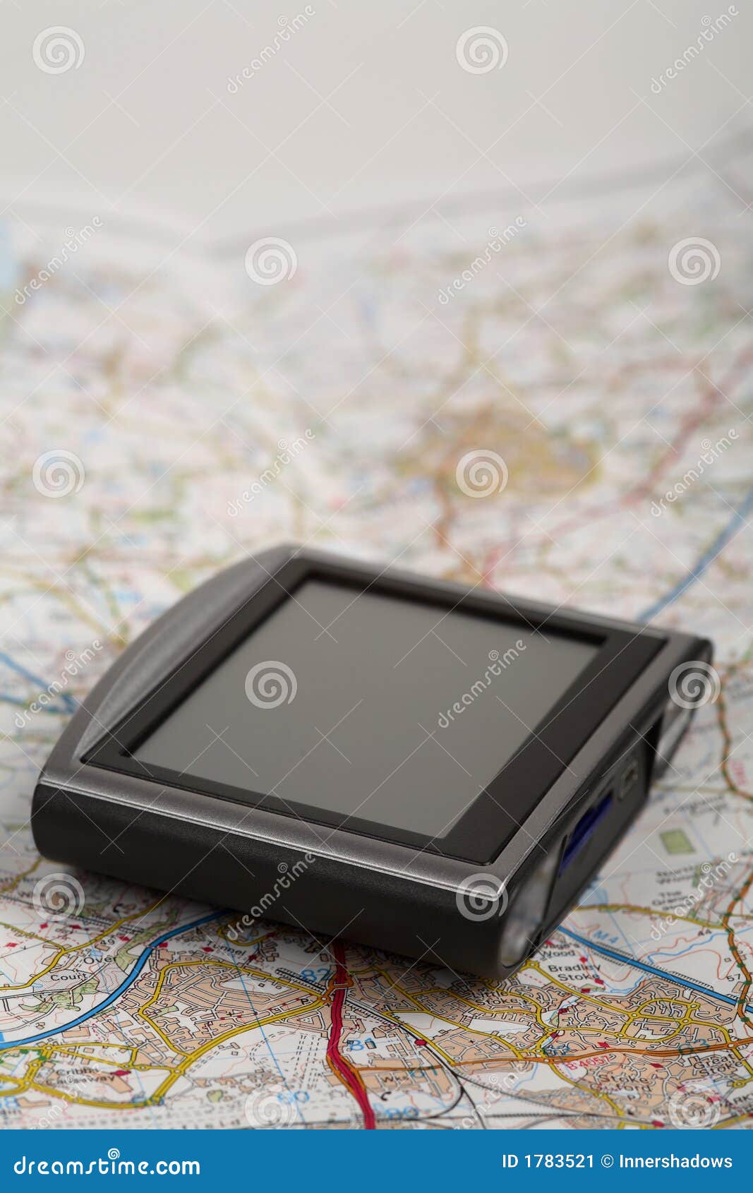 GPS device on a map stock image. Image of screen, freeway - 1783521