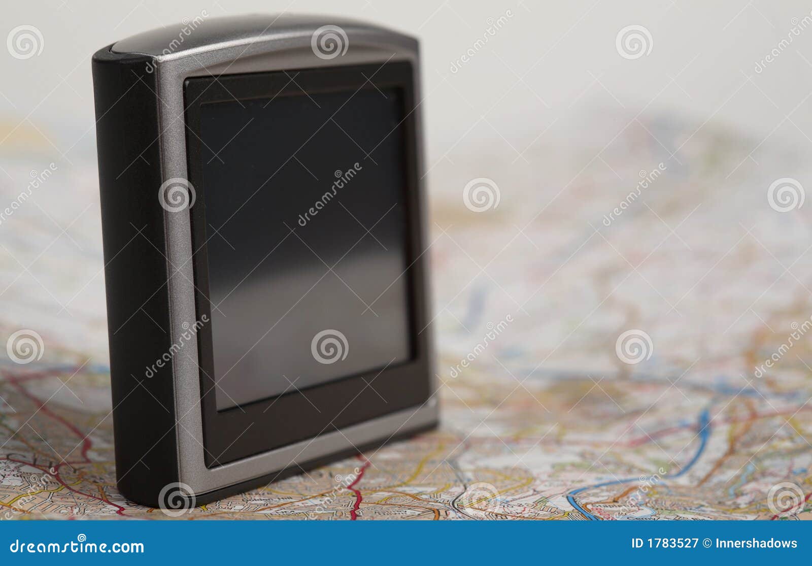 GPS device on a map stock image. Image of roads, portable - 1783527