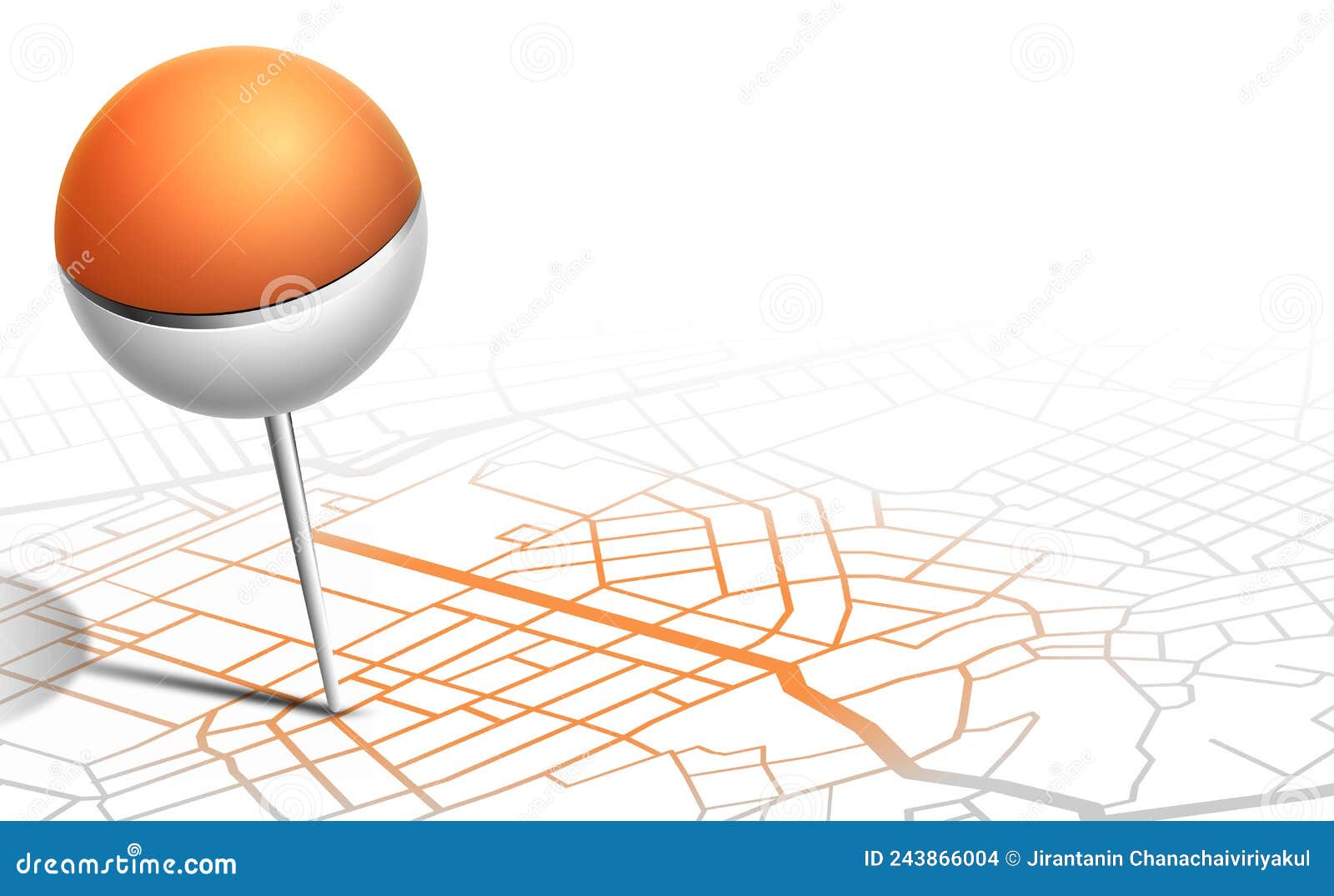 GPS. Drop a Pin in Map Orange Color on White Background Stock Vector ...