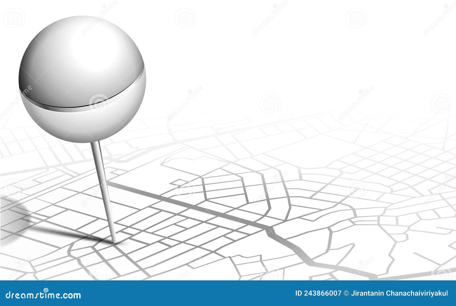 GPS. Drop a Pin in Map White Silver Color on White Background Stock ...