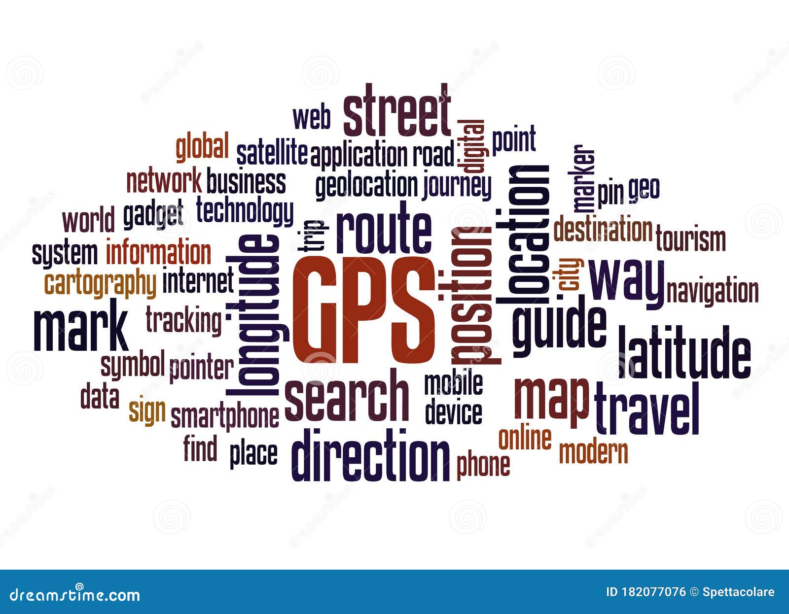 GPS - Global Positioning System, Word Cloud Concept Stock Illustration ...
