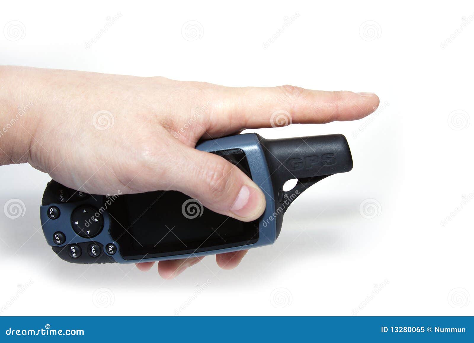 GPS in a hand stock image. Image of hand, display, white - 13280065