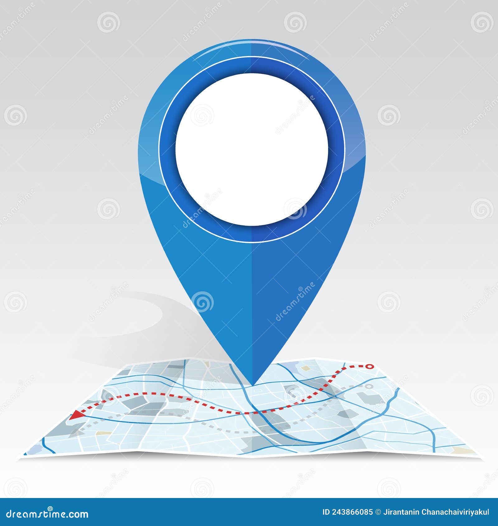 Gps.icon Mock Up Blue Color on Map and Nevigator Line Stock Vector ...