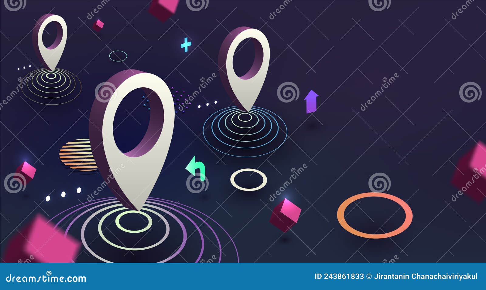 Gps Isometric Concept with Geometric Elements. Artwork Modern Design ...