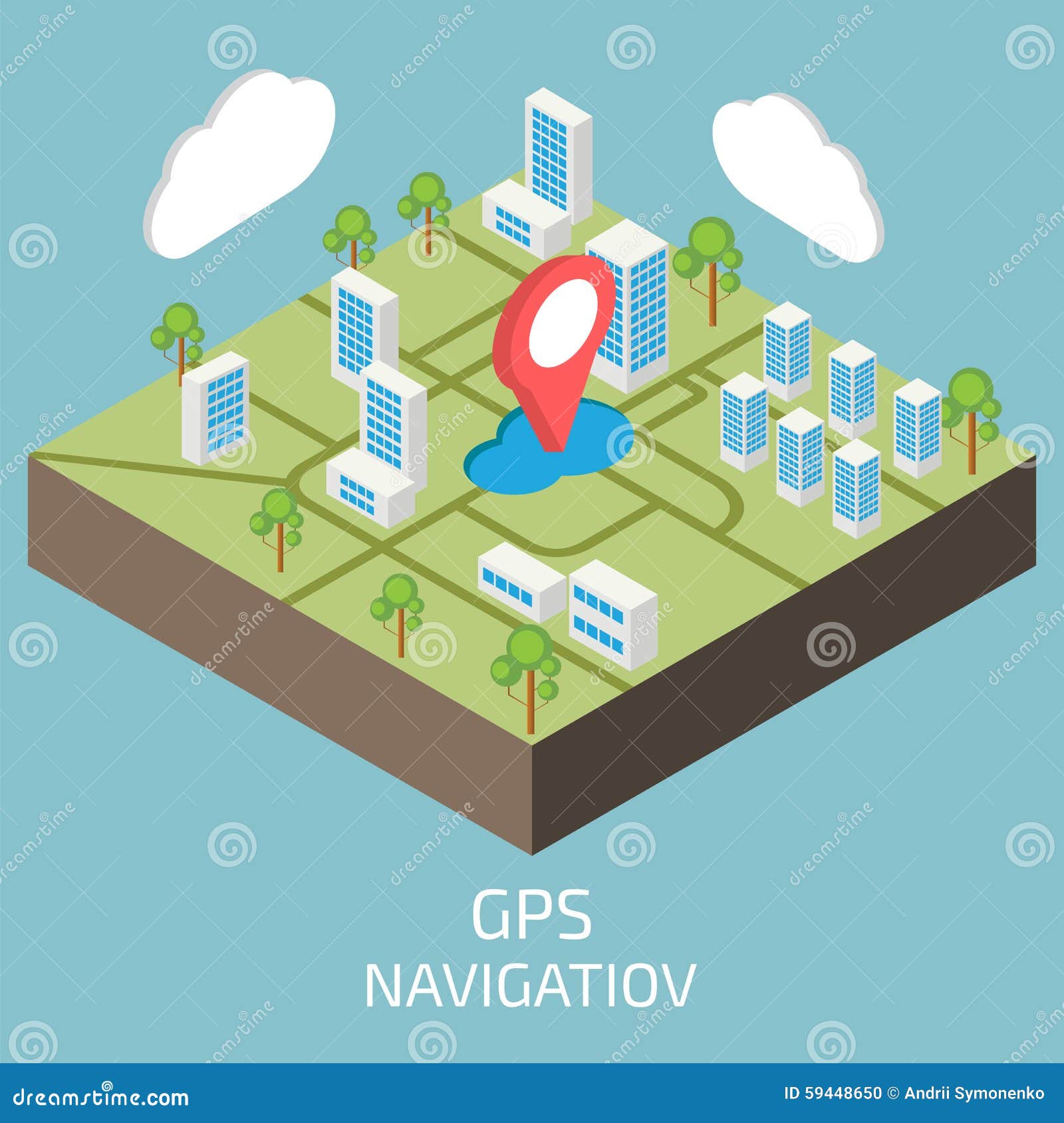 GPS Isometric. Isometric Town Map Stock Illustration - Illustration of ...