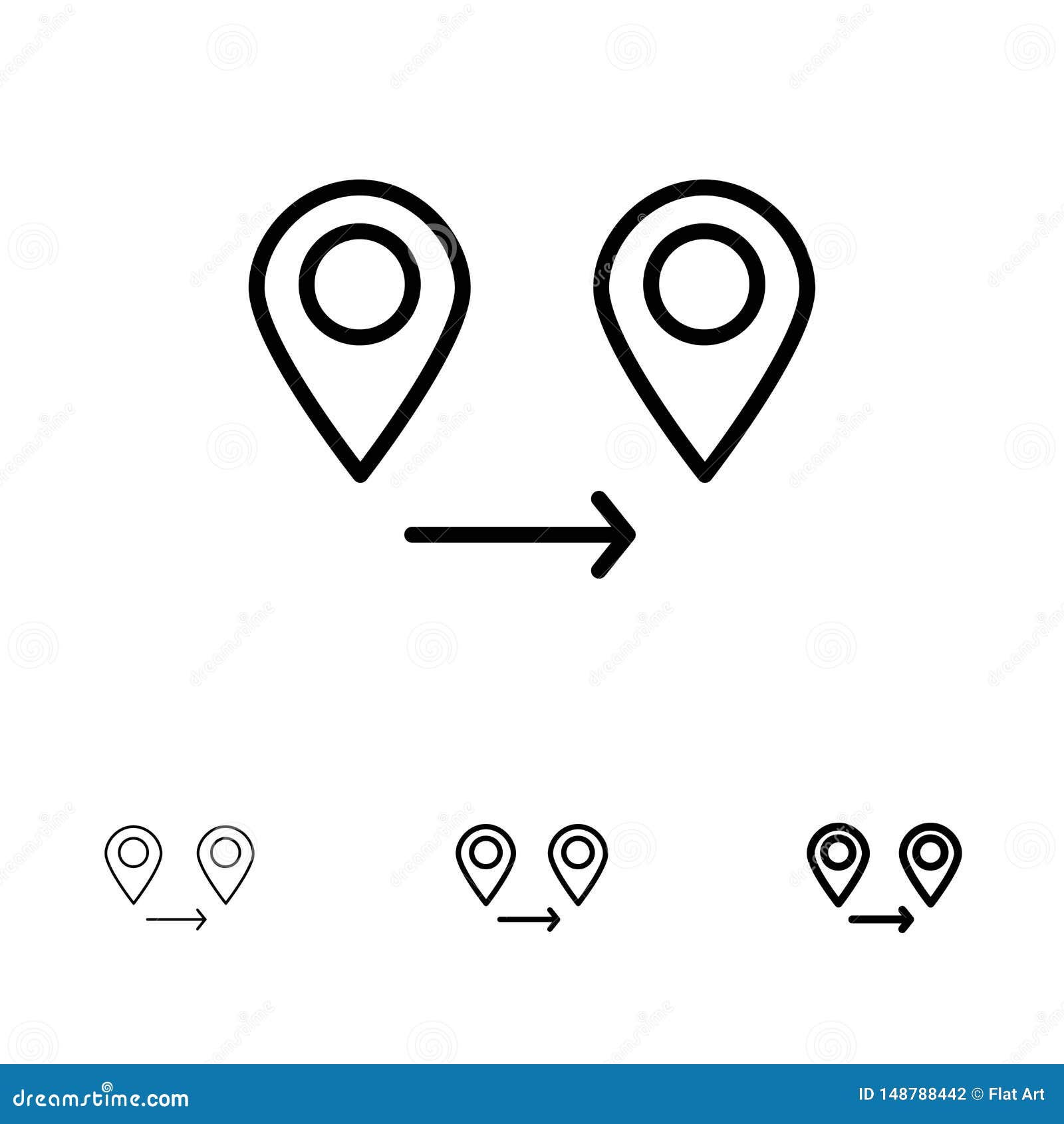 Gps, Location, Map Bold and Thin Black Line Icon Set Stock Vector ...