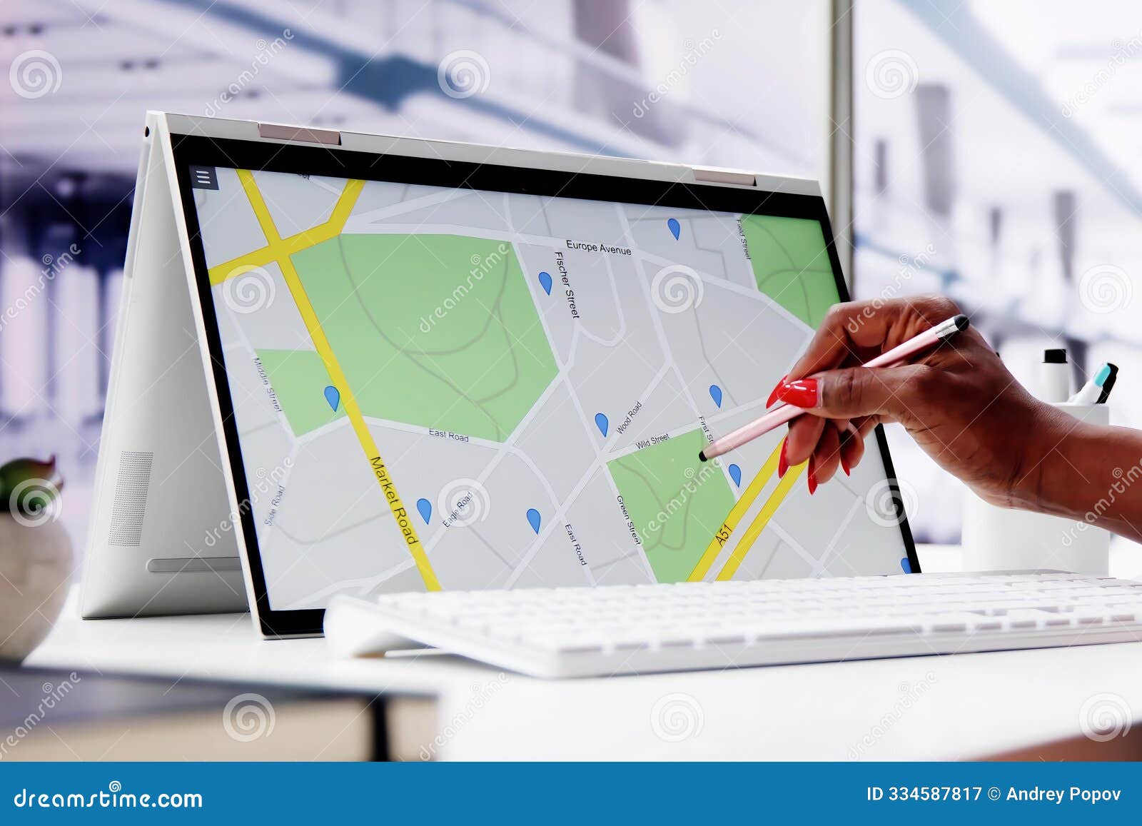 GPS Location Map Search Online Stock Image - Image of tablet, laptop ...