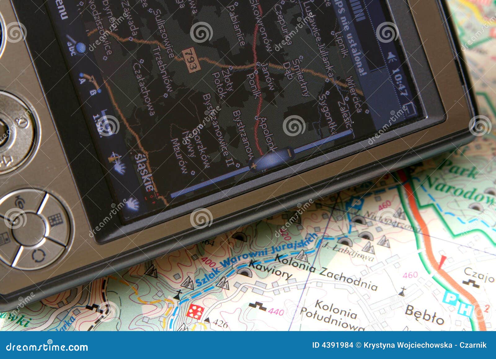 GPS and map stock photo. Image of hiking, guide, destination - 4391984