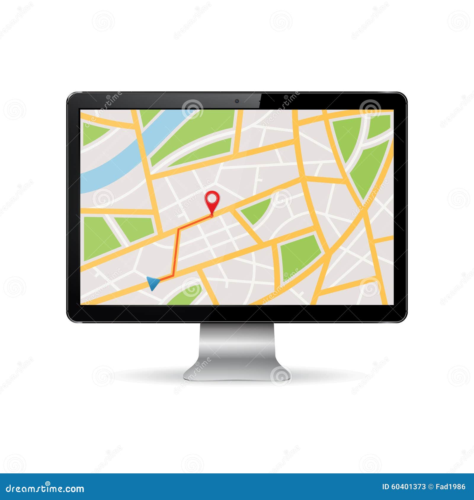 GPS Map on Computer Display Stock Vector - Illustration of locality ...