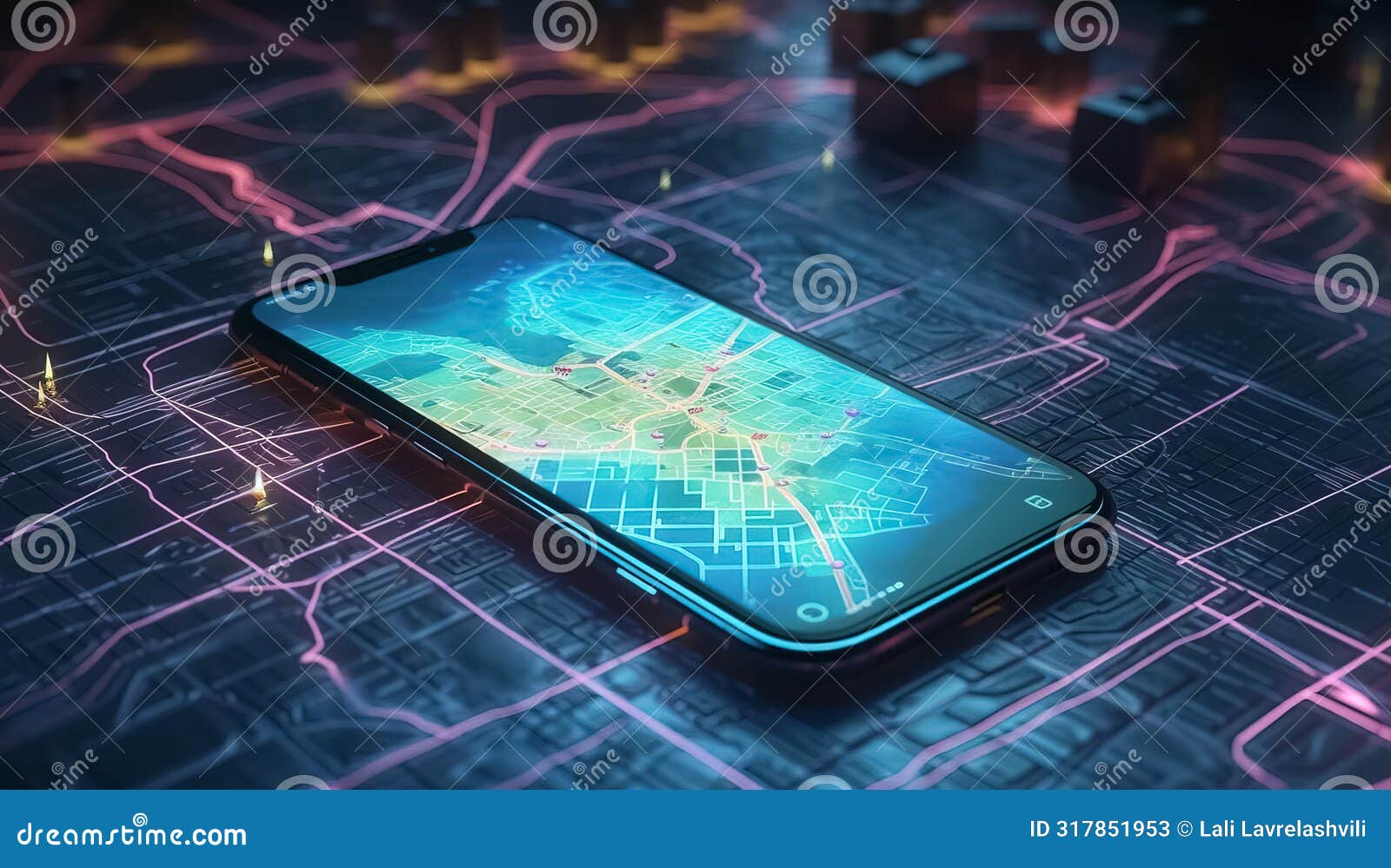 GPS Map, Digital Pin Address Location on Mobile Apps Stock Illustration ...