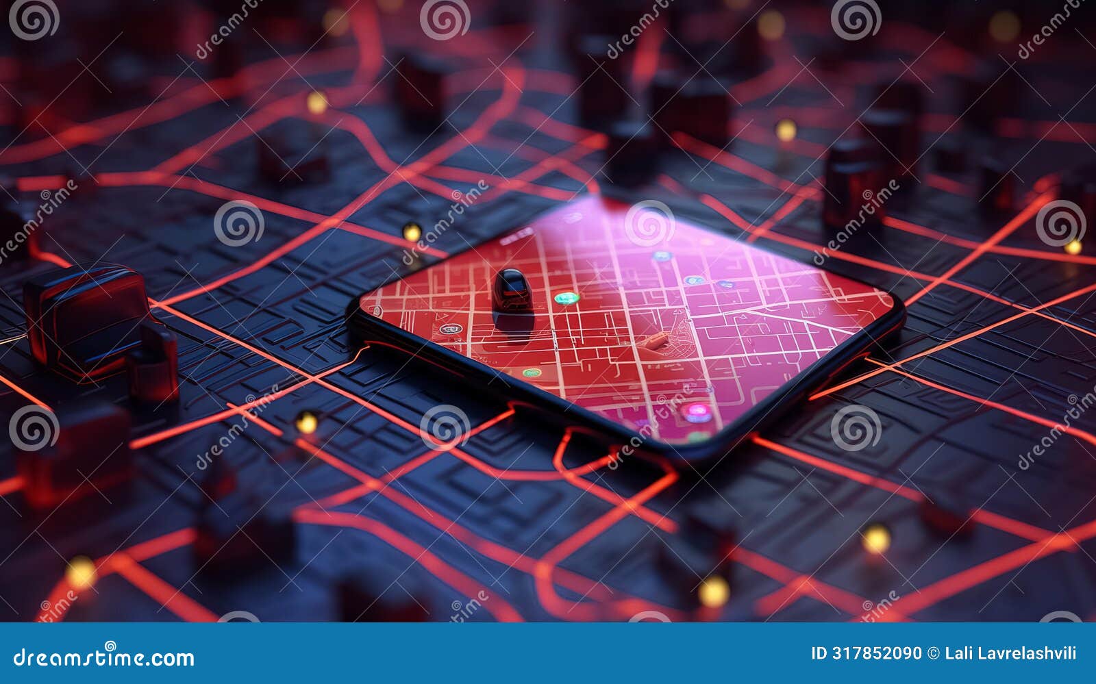 GPS Map, Digital Pin Address Location on Mobile Apps Stock Illustration ...