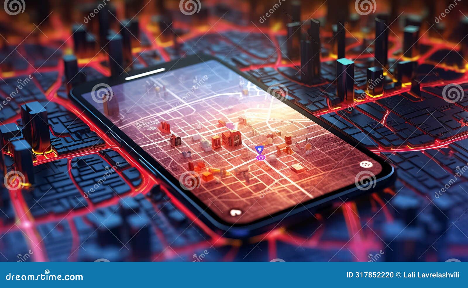 GPS Map, Digital Pin Address Location on Mobile Apps Stock Illustration ...