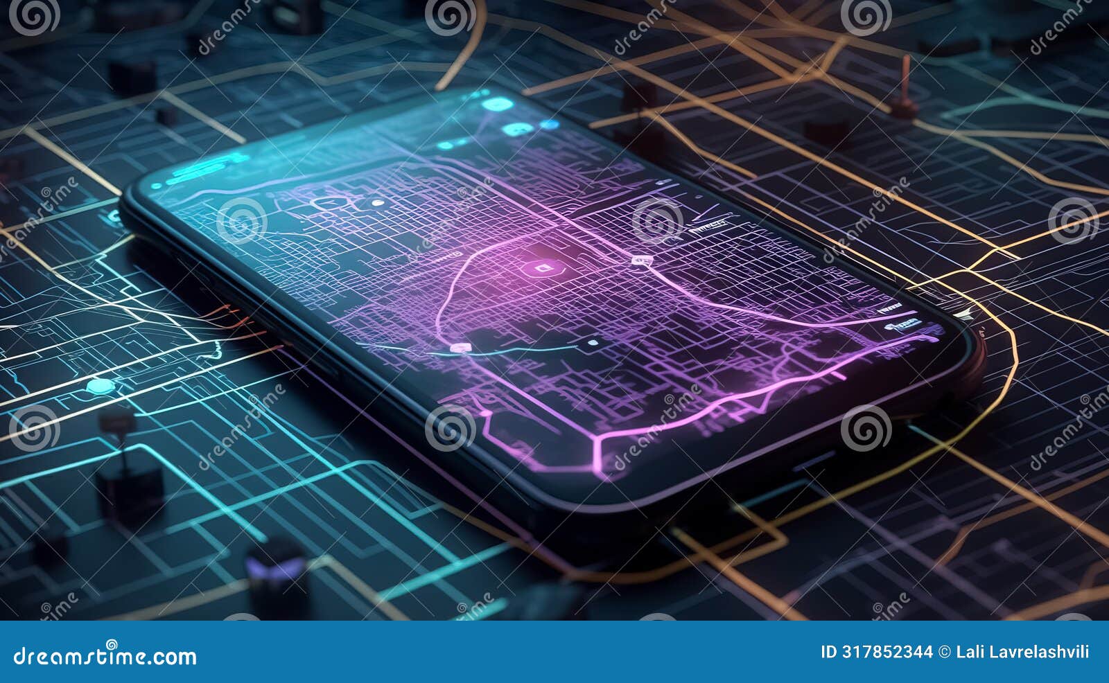 GPS Map, Digital Pin Address Location on Mobile Apps Stock Illustration ...