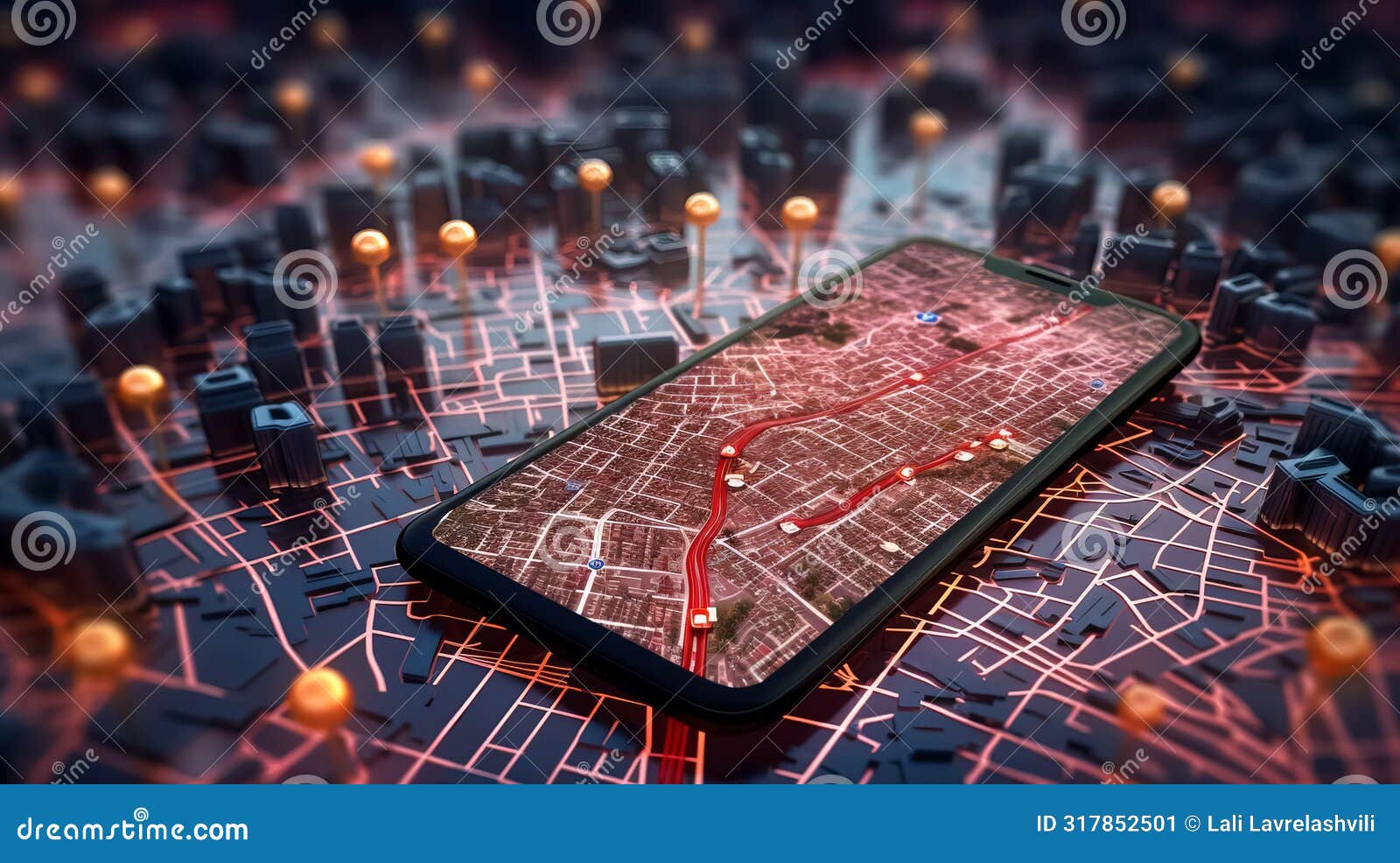 GPS Map, Digital Pin Address Location on Mobile Apps Stock Illustration ...