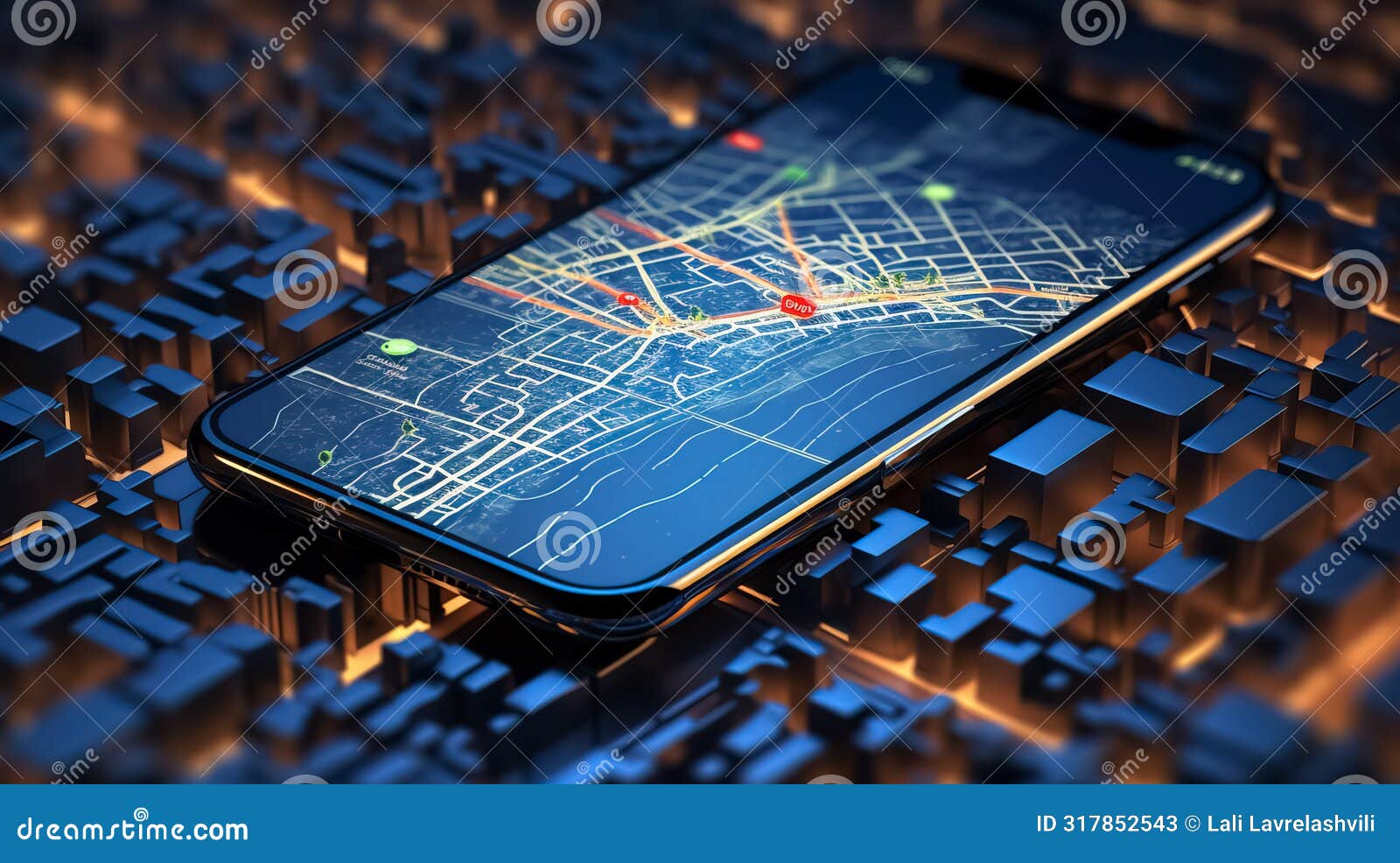 GPS Map, Digital Pin Address Location on Mobile Apps Stock Illustration ...