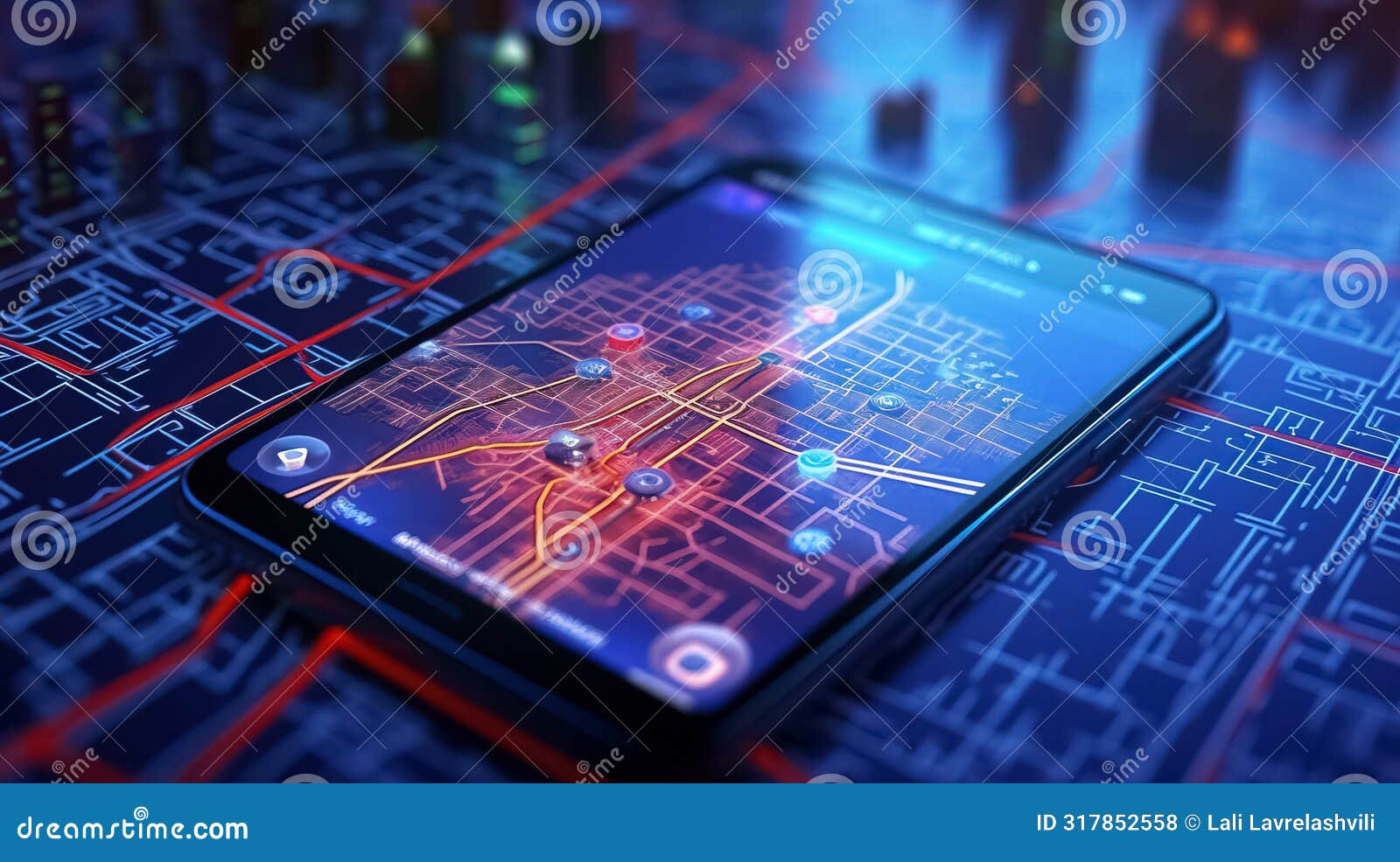 GPS Map, Digital Pin Address Location on Mobile Apps Stock Illustration ...