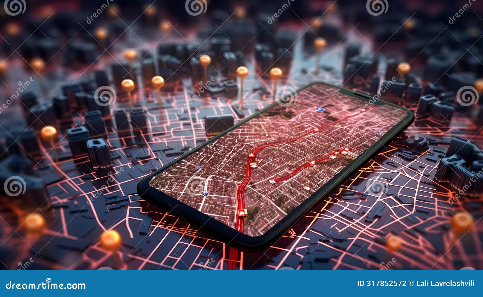 GPS Map, Digital Pin Address Location on Mobile Apps Stock Illustration ...